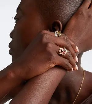 Yvonne Léon Tortue 9kt Ring With Diamonds And Resin