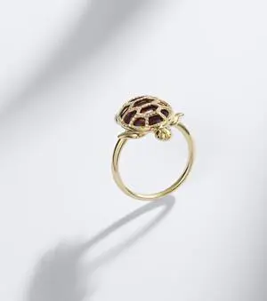 Yvonne Léon Tortue 9kt Ring With Diamonds And Resin