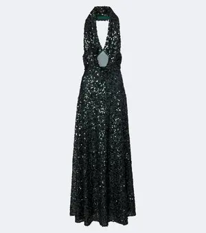 Christopher Esber Sequined Halterneck Gown - Multicoloured