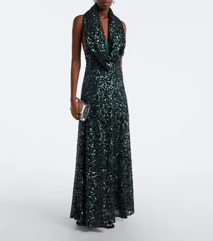 Christopher Esber Sequined Halterneck Gown