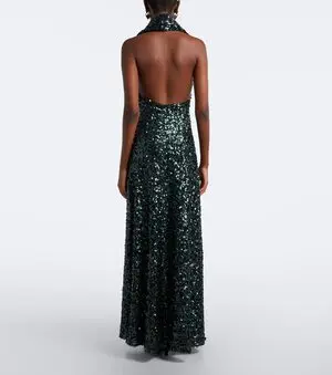 Christopher Esber Sequined Halterneck Gown