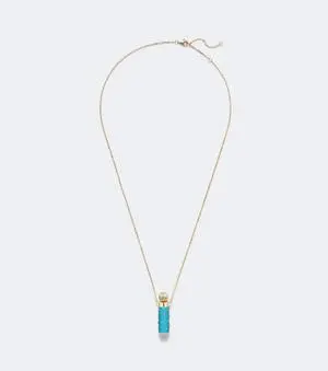 Yvonne Léon Petit Vase Berlingot And Bouchon 9kt White And Yellow Gold Pendant Necklace With Emerald And Diamond - Silver