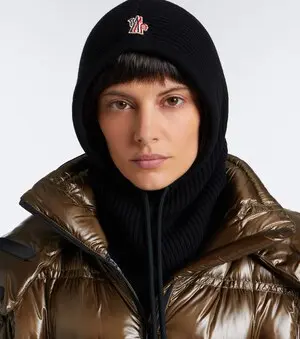 Moncler Logo Ribbed-knit Wool And Cashmere Balaclava