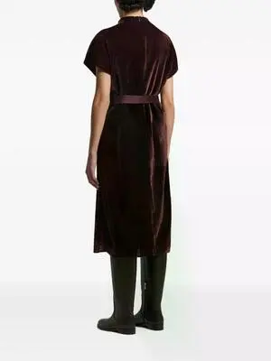 Peserico Belted Ribbed-velvet Midi Dress