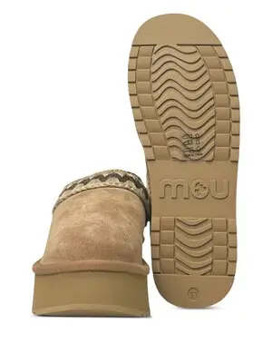 Mou Platform Clog Suede Slippers - Beige