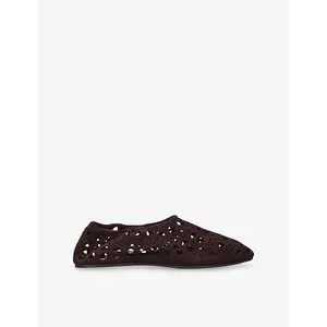 AZZEDINE ALAIA Neo Vienne Suede Ballet Flats - Wine