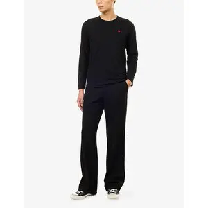 Play Comme Des Garcon Heart Motif-logo Long-sleeve Cotton T-shirt - Black
