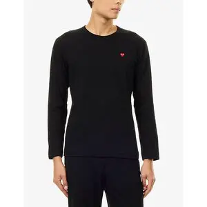 Play Comme Des Garcon Heart Motif-logo Long-sleeve Cotton T-shirt - Black