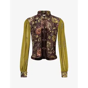 SIEDRES Gilie Floral-pattern Velvet Top - Multi