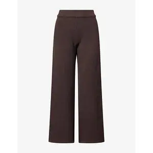 ADANOLA Logo-embroidered Wide-leg Knitted Jogging Bottoms - Coffee Bean
