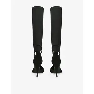 AZZEDINE ALAIA Cut-out Suede Heeled Knee-high Boots