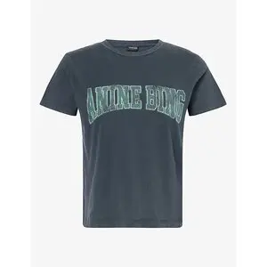 ANINE BING Shelley Logo-print Cotton T-shirt - Black