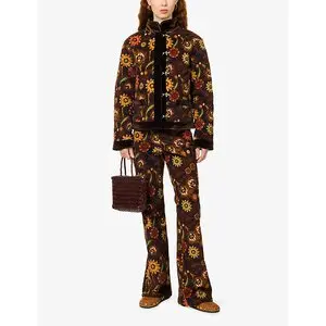 SIEDRES Isla Floral-pattern Corduroy Trousers