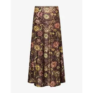 SIEDRES Siny Floral-pattern Mesh Maxi Skirt - Multi