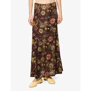 SIEDRES Siny Floral-pattern Mesh Maxi Skirt