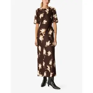 Whistles Shadow Floral-print Woven Midi Dress