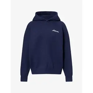 ADANOLA Logo-embroidered Oversize Cotton-knit Hoodie Xs Navy