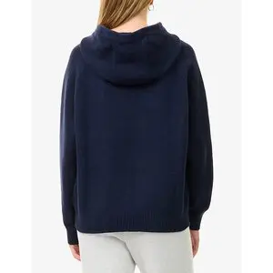 ADANOLA Logo-embroidered Oversize Cotton-knit Hoodie - Navy
