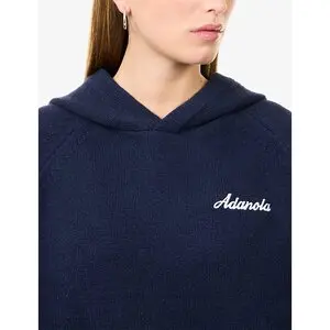 ADANOLA Logo-embroidered Oversize Cotton-knit Hoodie - Navy