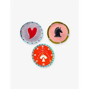 LAETITIA ROUGET X Pangea Follow Your Heart Set Of Three Stoneware Plates - Multi