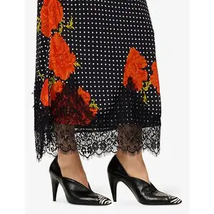 NEVER FULLY DRESSED Poppy Lace-trim Mesh Midi Skirt