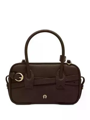 AIGNER Xs Whip Buckle-detail Grained-leather Shoulder Bag - Brown