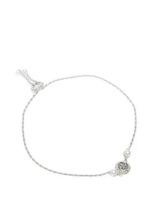 Guess Logo-plaque Faux-pearl Bracelet - Silver