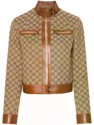 Gucci Gg-canvas Leather-trim Jacket