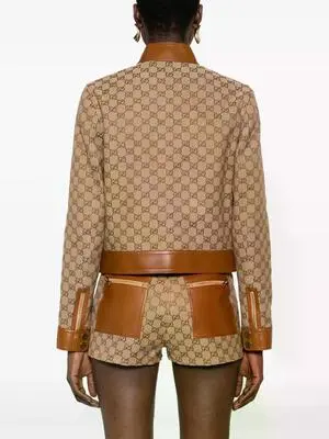 Gucci Gg-canvas Leather-trim Jacket