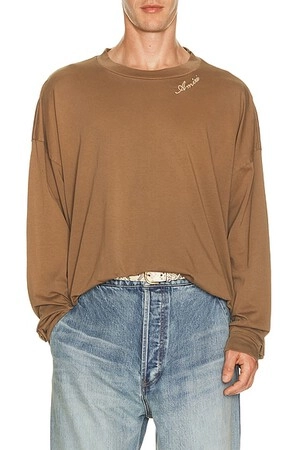 Amiri Script Long Sleeve Tee - Coffee