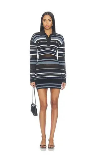 Ksubi X Revolve Tamrin Knitted Long Sleeve Polo Dress - Grey