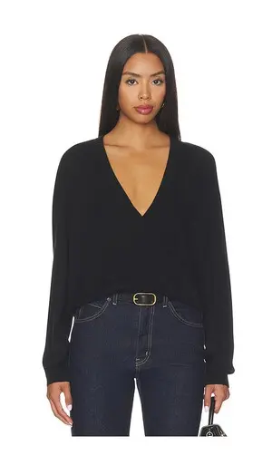 EAVES Devyn V Neck Sweater In . Also - Black