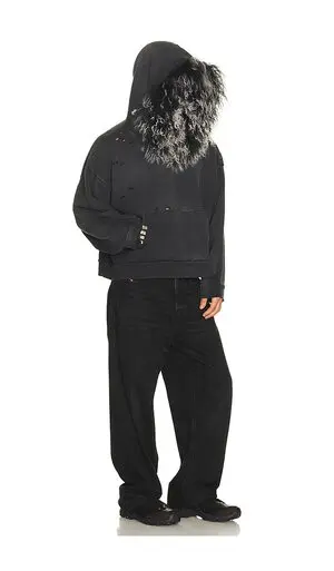 STRIKE OIL Thrashed Sweatshirt With Detachable Hood In . Also