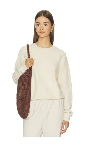 PERFECTWHITETEE Ziggy Inside Out Fleece Long Sleeve Shrunken Crewneck Sweatshirt - Grey