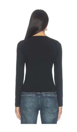 PERFECTWHITETEE Shaya Long Sleeve V Neck Tee In . Also