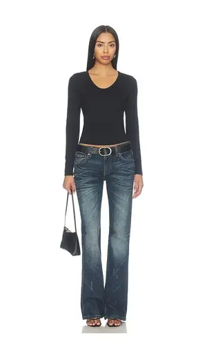 PERFECTWHITETEE Shaya Long Sleeve V Neck Tee In . Also
