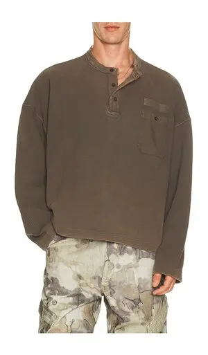 REPRESENT Henley Sweatshirt In . Also - Brown