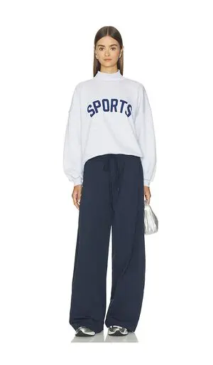 SUNNY SOMEWHERE Navy Sports Mockneck Sweater In . Also