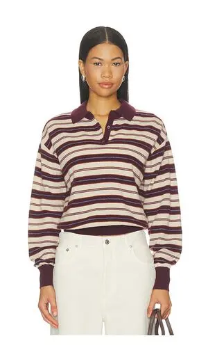 Guest In Residence Collegiate Stripe Polo Sweater In . Also - Brown