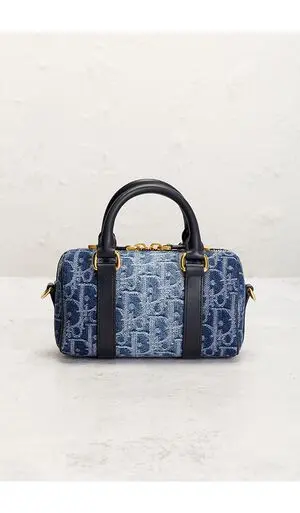 FWRD RENEW Dior Oblique Denim Nano Groove Convertible Bowling Bag