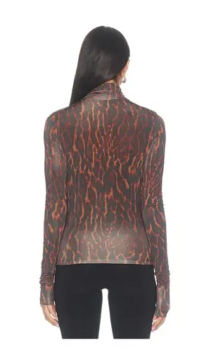 GANNI Printed Shiny Jersey Turtleneck Top In . Also