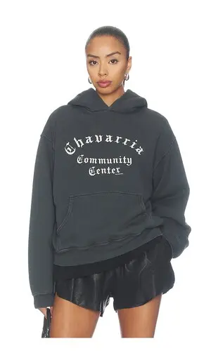 WILLY CHAVARRIA Community Center Shrunken Po Hoodie - Black