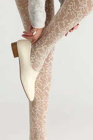 Free People Lo Lace Tights At - Ivory