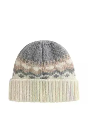 Woolrich Fair Isle Beanie Hat - Grey