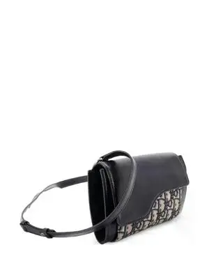 Dior Elite Wallet On Strap Oblique Canvas And Leather Crossbody Bag - Black