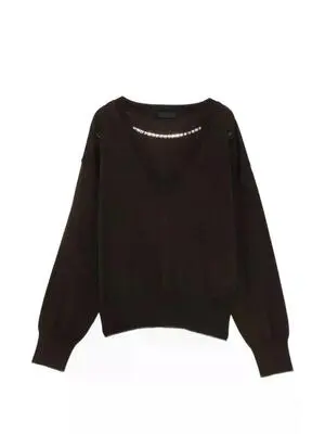Liu Jo Crystal-embellished V-neck Sweater - Brown