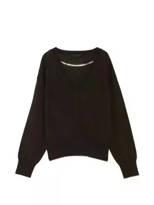 Liu Jo Crystal-embellished V-neck Sweater - Brown