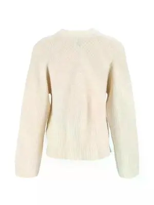 Ermanno Scervino Floral-embroidered Ribbed-knit Sweater - Neutrals
