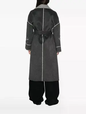 ERMANNO FIRENZE Floral-embroidered Belted Coat