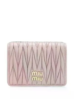 Miu Miu Small Matelassé Nappa Leather Wallet - Pink